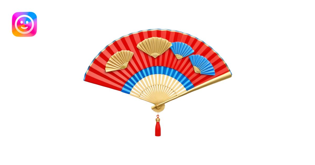 3d emoji of a japanese hand fan in glossy circuit design emoji | AI ...