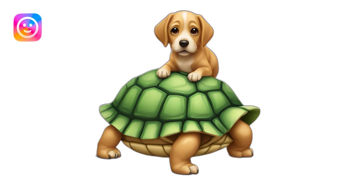 Chien sur une tortue emoji | AI Emoji Generator