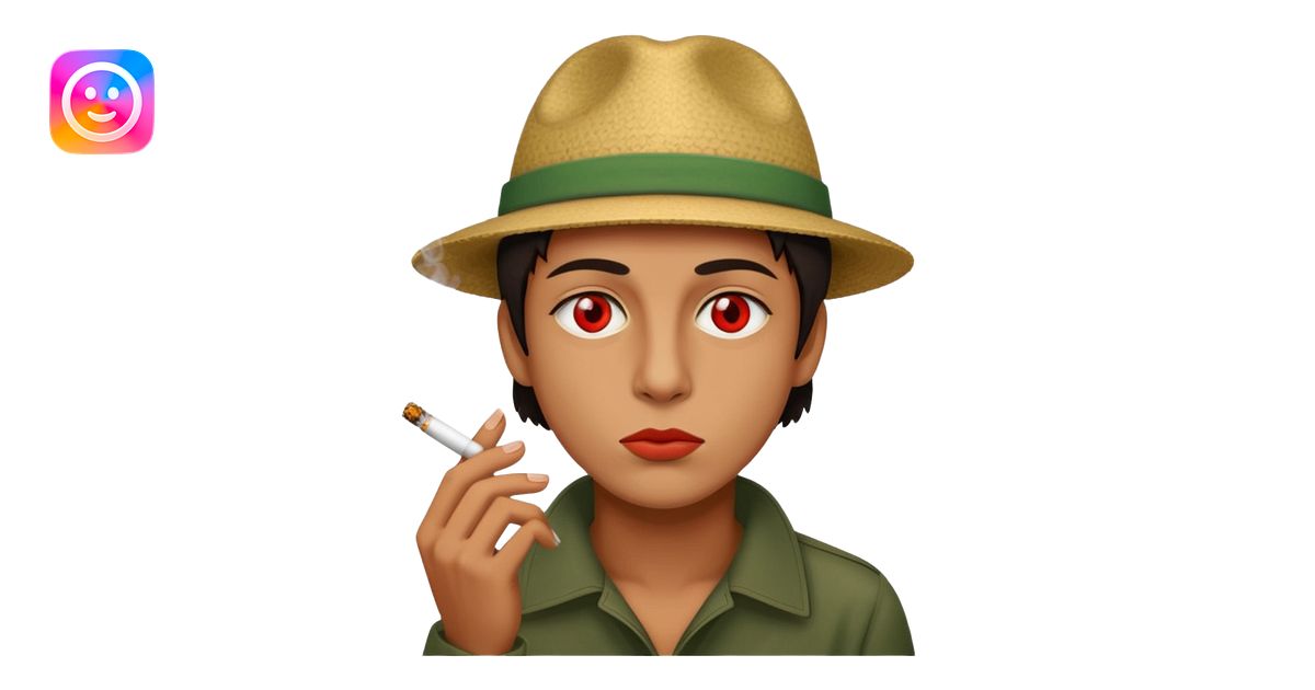 Low red eyes while smoking weed emoji | AI Emoji Generator