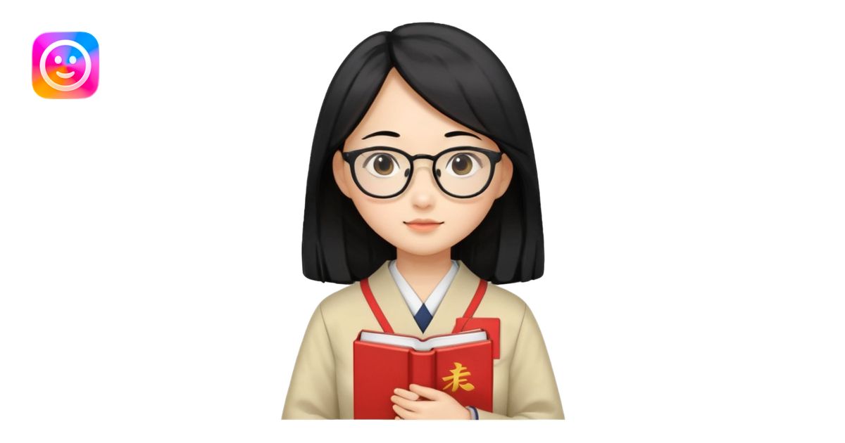A student, asian girl, long black hair, wearing glasses, japanese ...