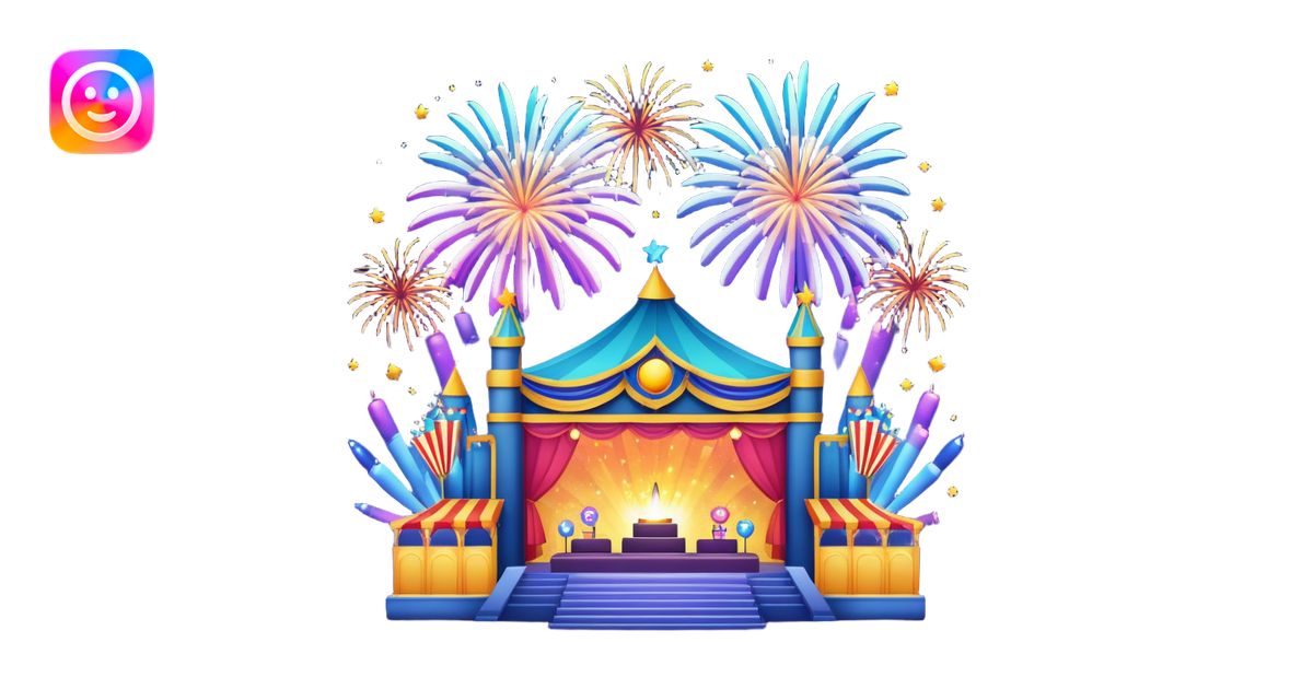 emoji festival with fireworks, stage, music, lights emoji | AI Emoji ...
