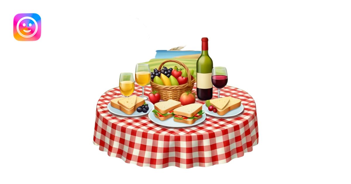 picnic banquet, having tablecloth emoji | AI Emoji Generator