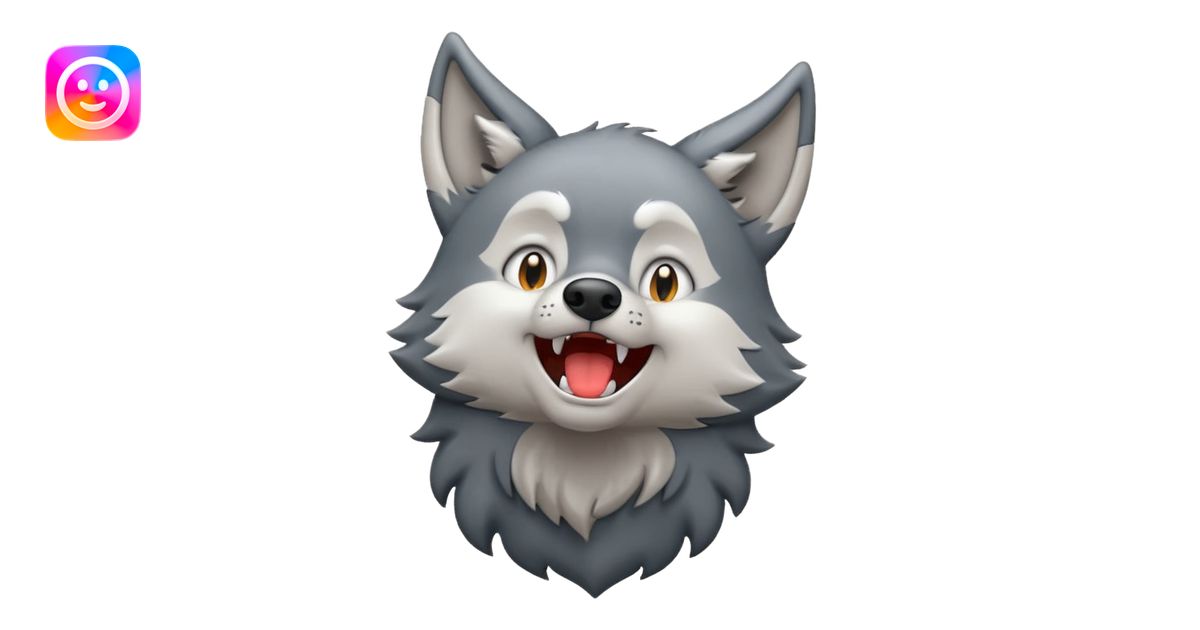 emoji of a wolf howling, head tilted upward with open mouth, small ...