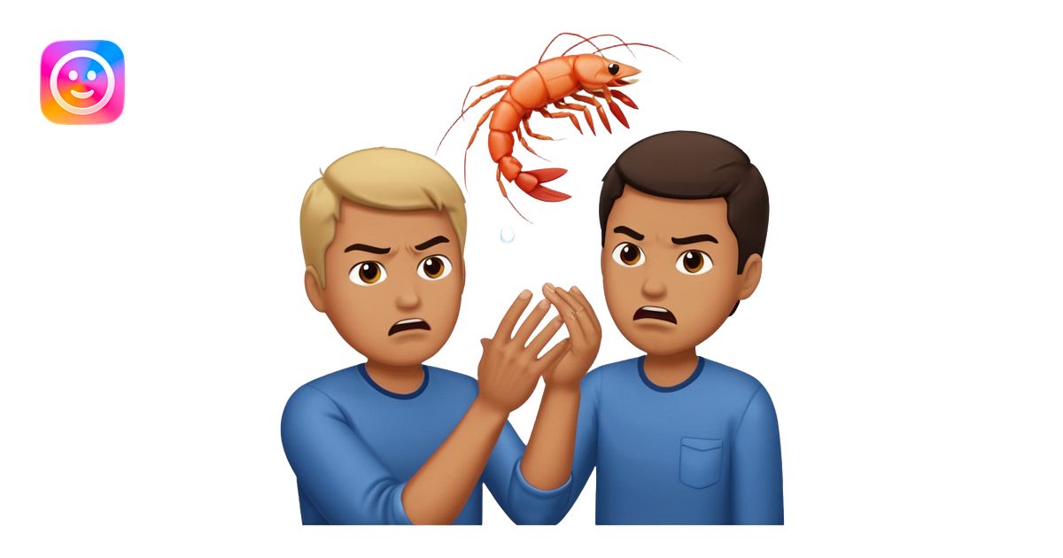 Make one of a man throwing shrimp at another guy angrily emoji | AI ...