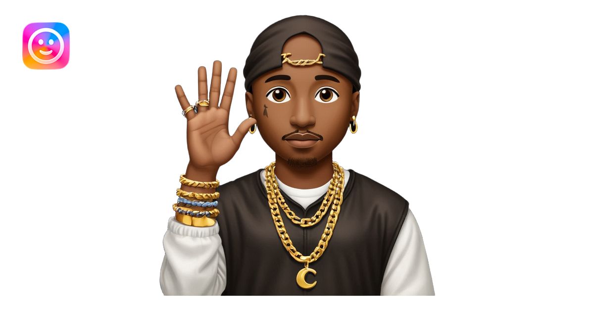 Tupac qui lève la main emoji | AI Emoji Generator