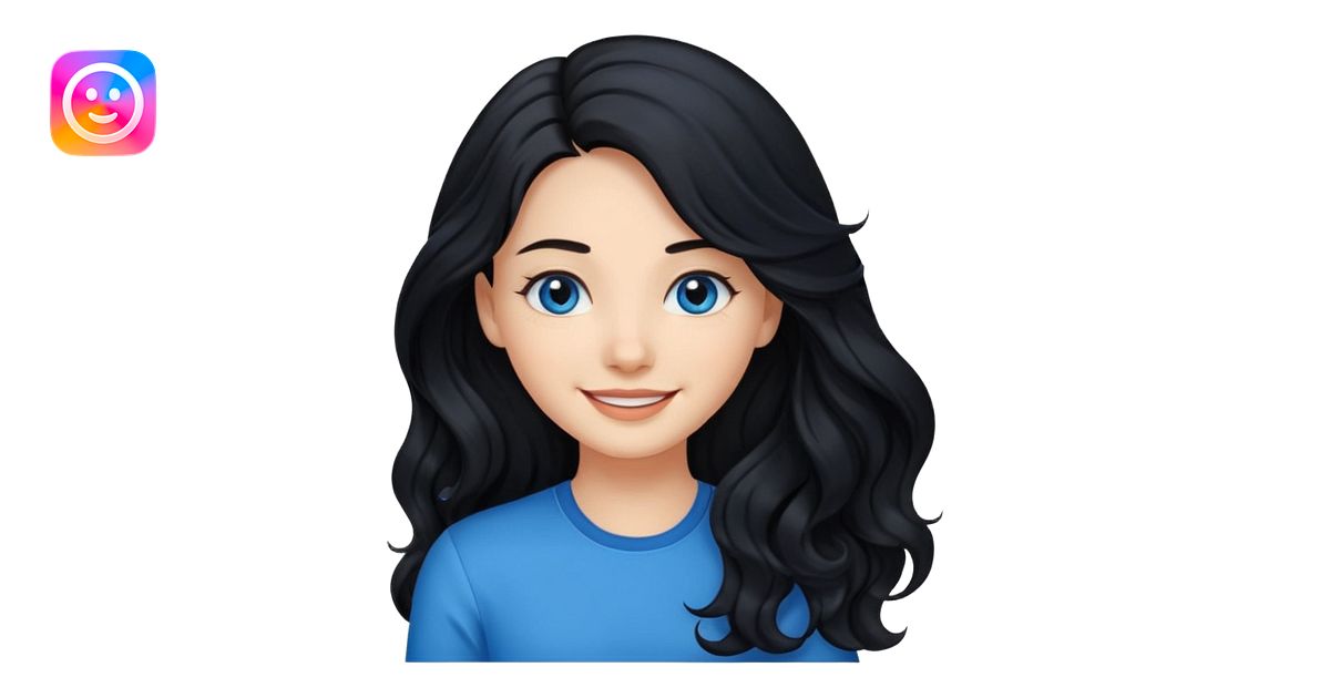 Please generate a portrait of a pretty girl with long, wavy, black hair ...