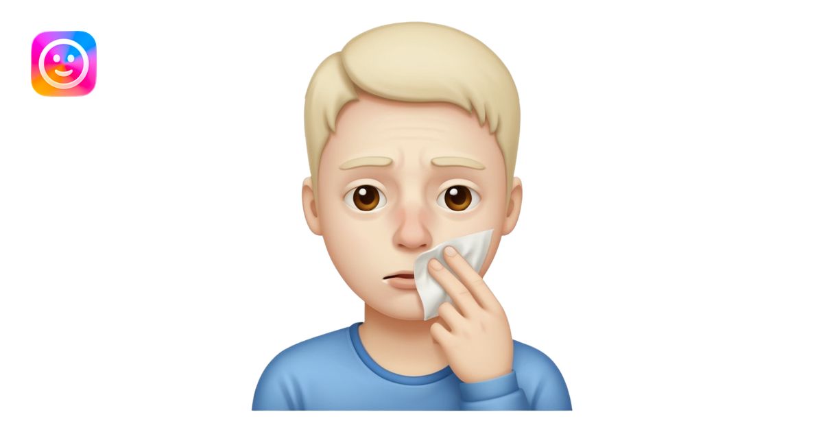 sick person with tissue on nose, fever and is shaking. emoji | AI Emoji ...