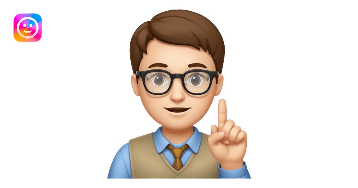 Nerd with one finger up with glasses emoji | AI Emoji Generator