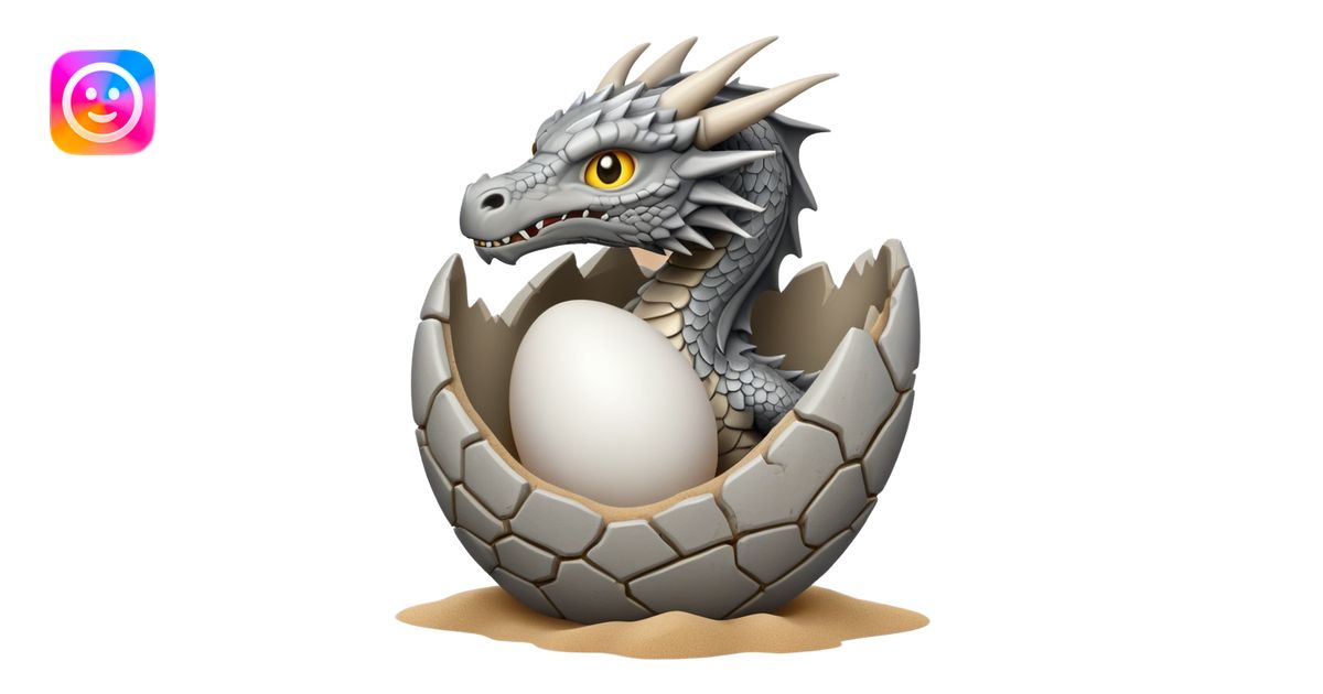 generate realistic detailed stone dragon open egg in 3d style with sand ...
