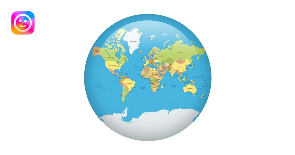 World Map With Continents, Oceans, and Countries' Name emoji | AI Emoji ...