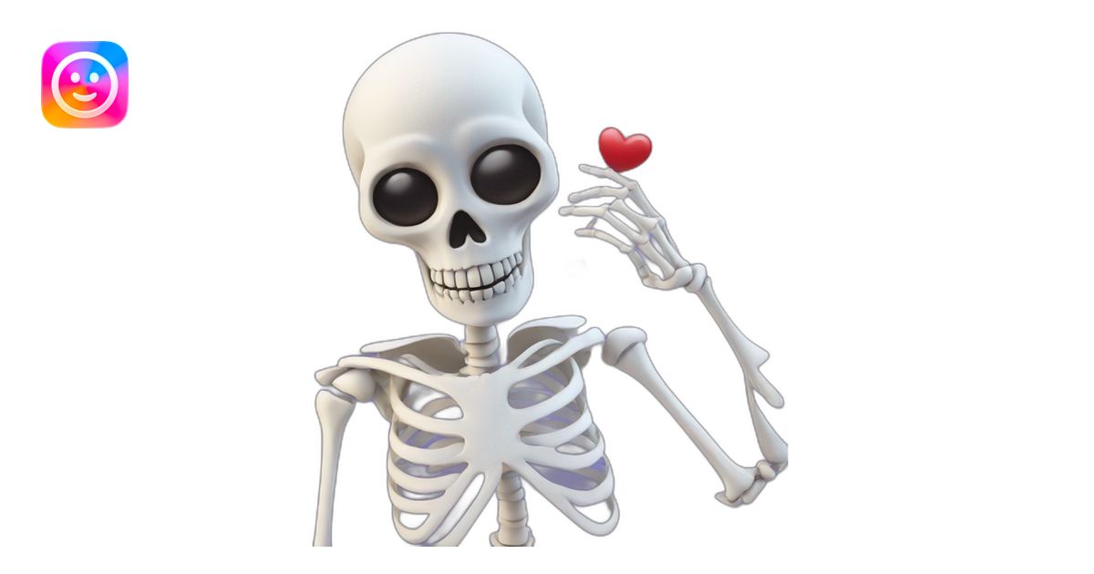 skeleton with heart in his hands emoji | AI Emoji Generator