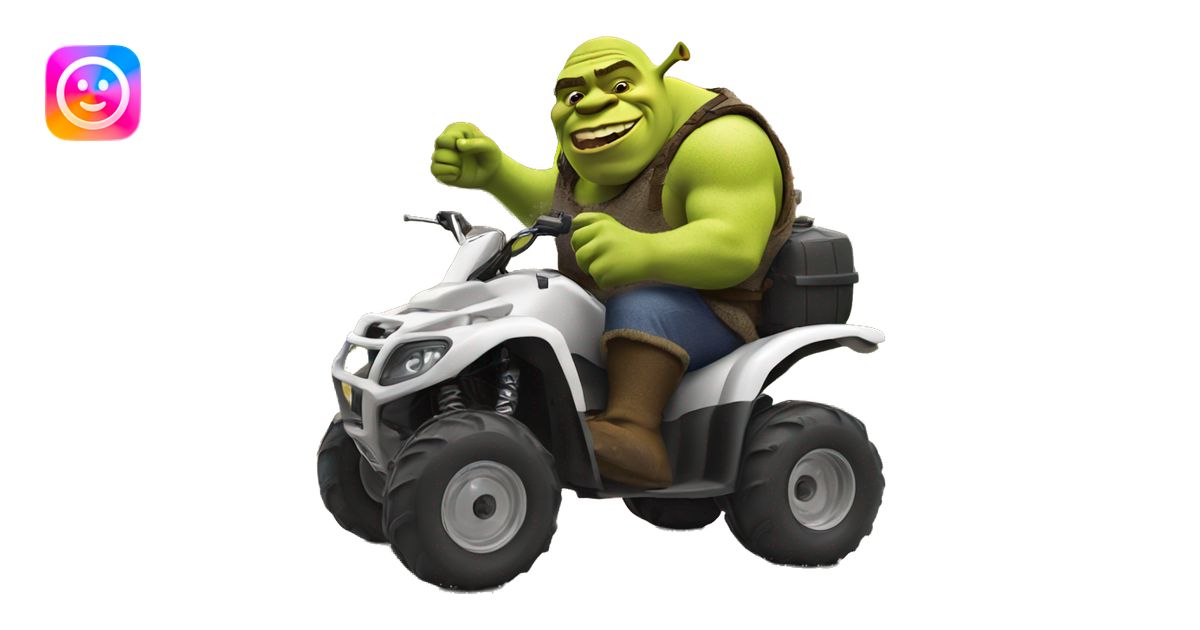 shrek on a quad bike emoji | AI Emoji Generator