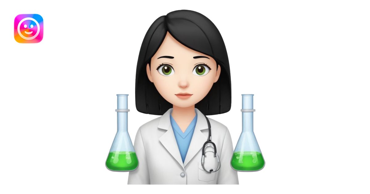 Black haired girl in a laboratory emoji | AI Emoji Generator