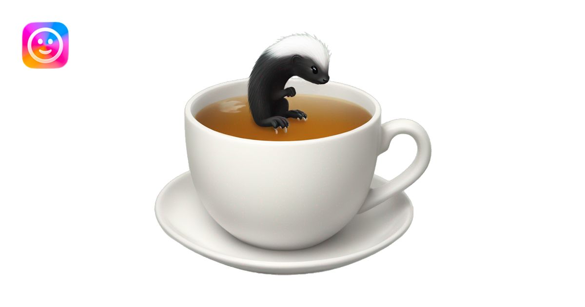 skunk tail in a cup of tea emoji | AI Emoji Generator