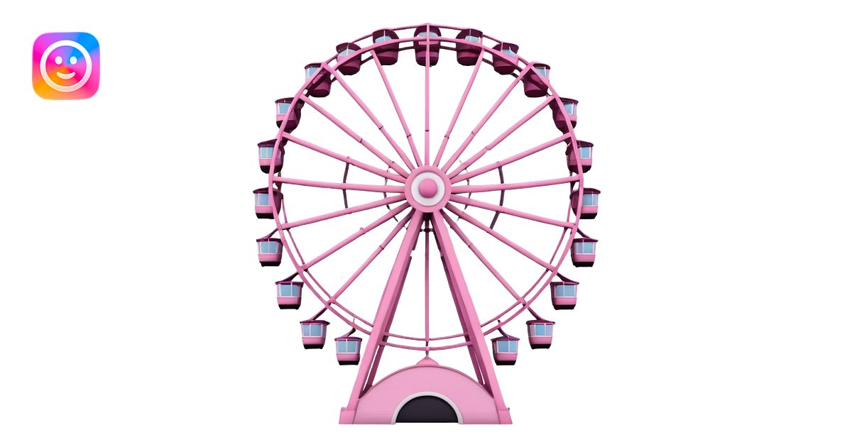 mix light pink dark pink and white girly theme park Ferris wheel emoji ...