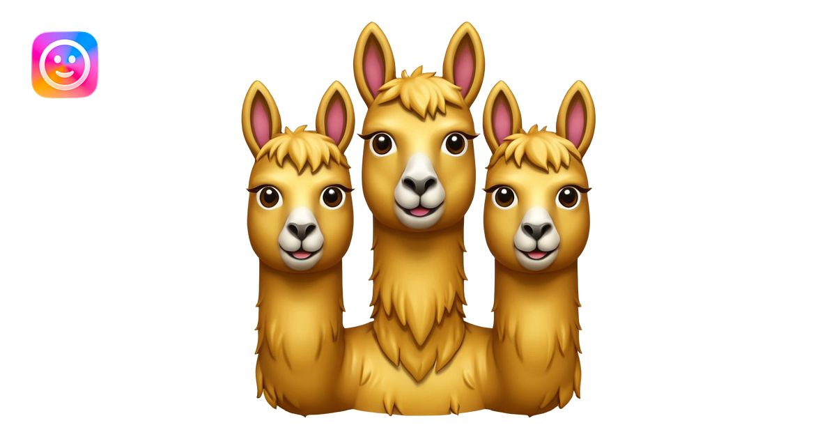 golden three headed llama emoji emoji | AI Emoji Generator