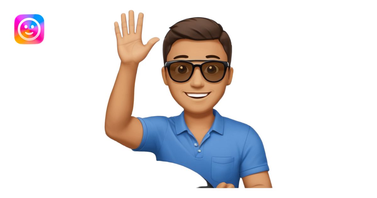 Hyundai ionic driving man waving behind emoji | AI Emoji Generator