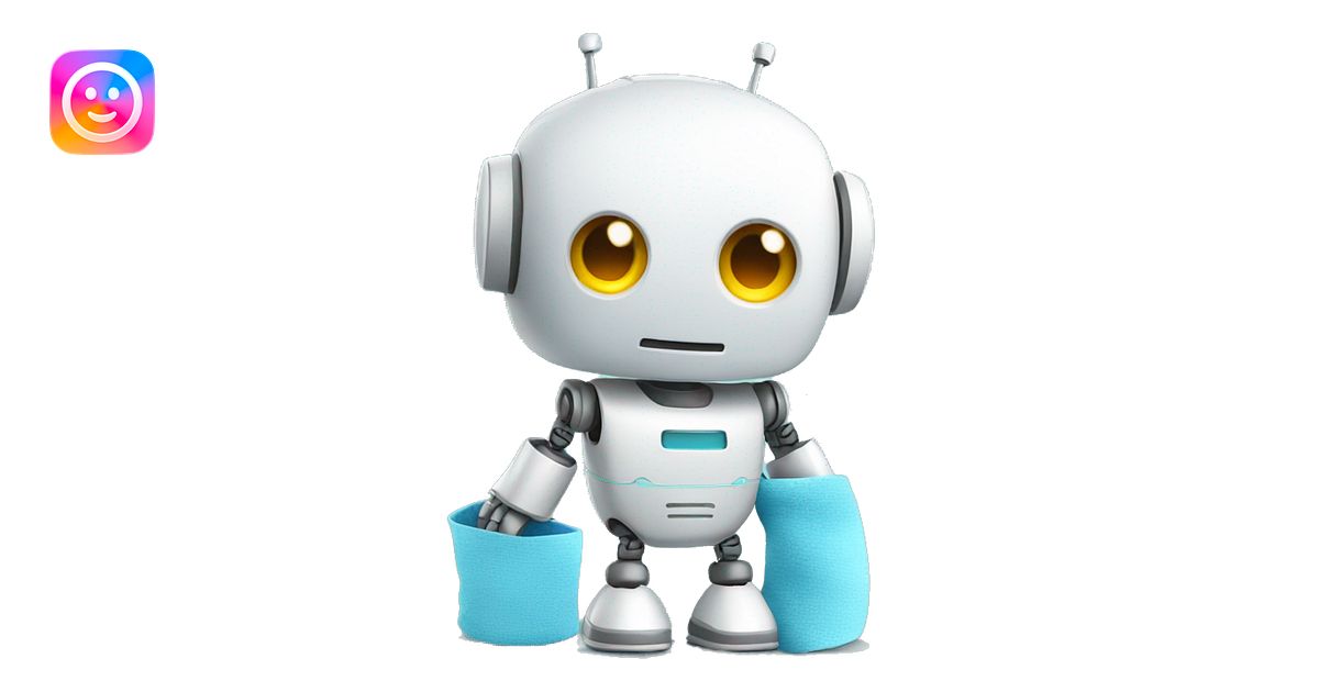 A cute robot with a cleaning cloth in his hands emoji | AI Emoji Generator