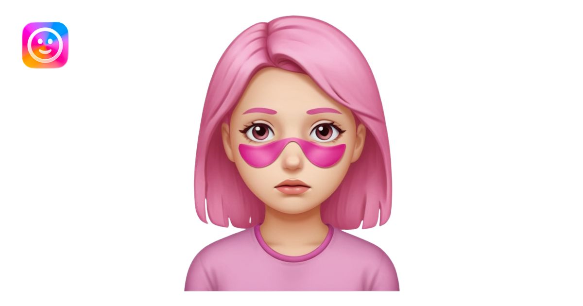 Girl with pink under eye patches emoji | AI Emoji Generator