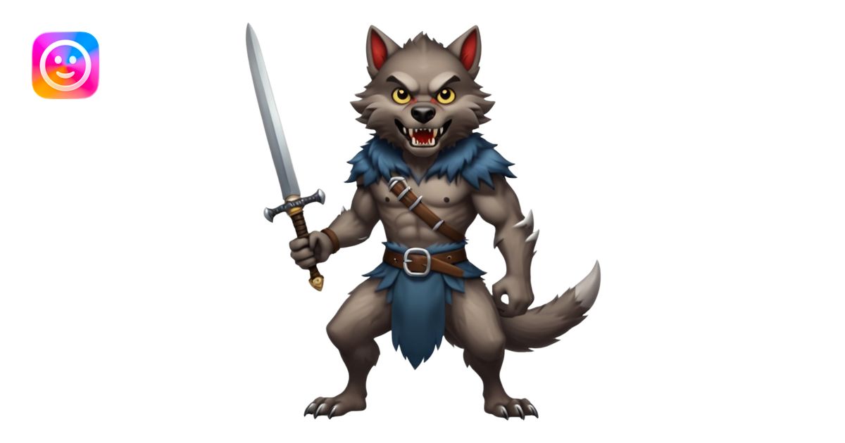 Werewolf with sword emoji | AI Emoji Generator