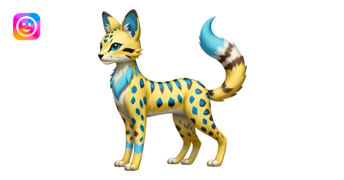 Colorful Yellow Meloetta-Sergal-Serval-Genet-Pokémon-Digimon-Fakémon ...