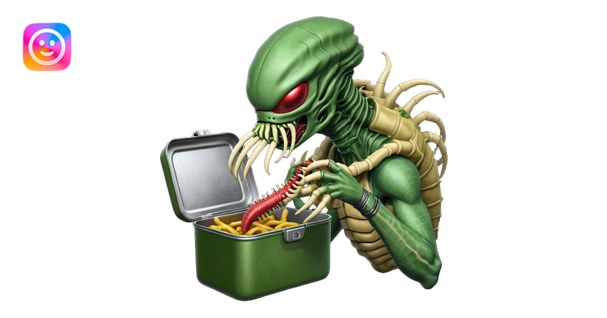 The Predator with mask and mouth piece eating an Alien facehugger from ...