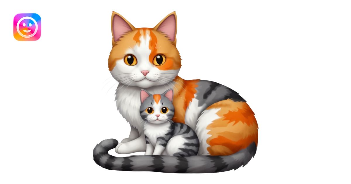 full body colourful light patched calico + white tabby cat cuddling a ...