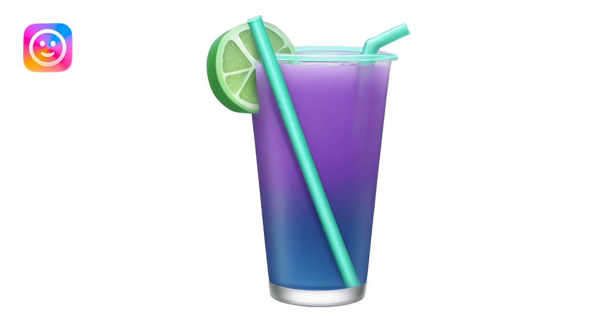 teal and mint color drink, purple straw emoji | AI Emoji Generator