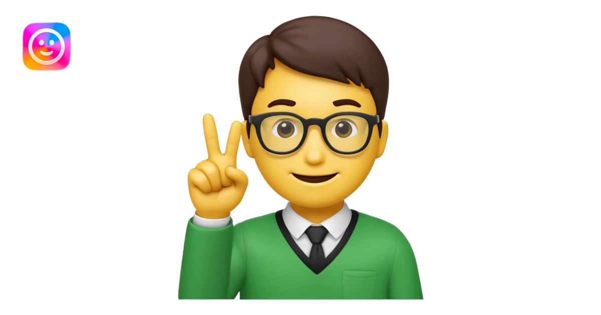 a normal emoji with nerd face and a finger upp with greenscreen emokjin ...