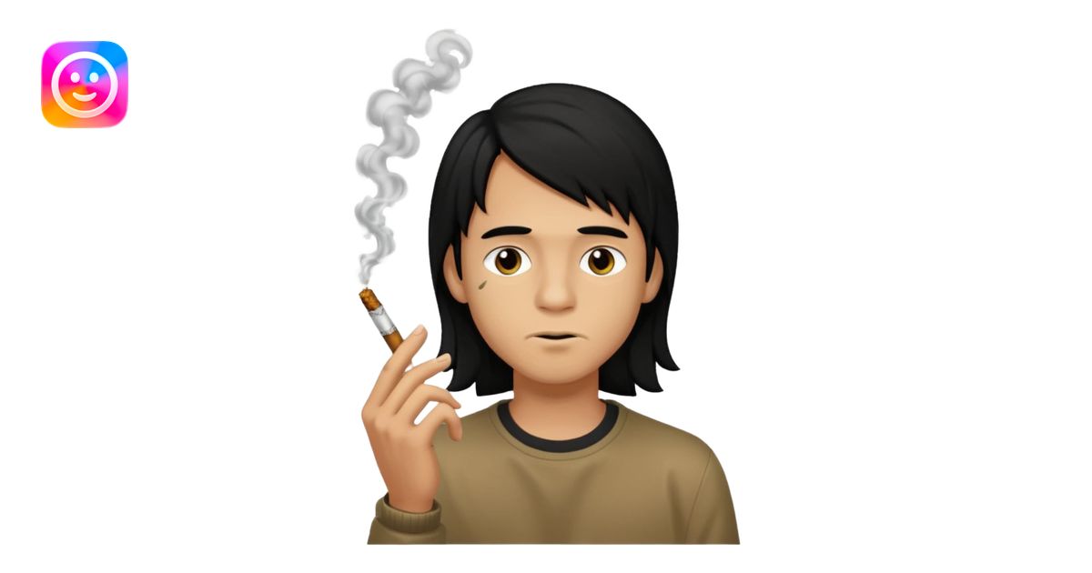 young boy with black long hair smoking weed emoji | AI Emoji Generator