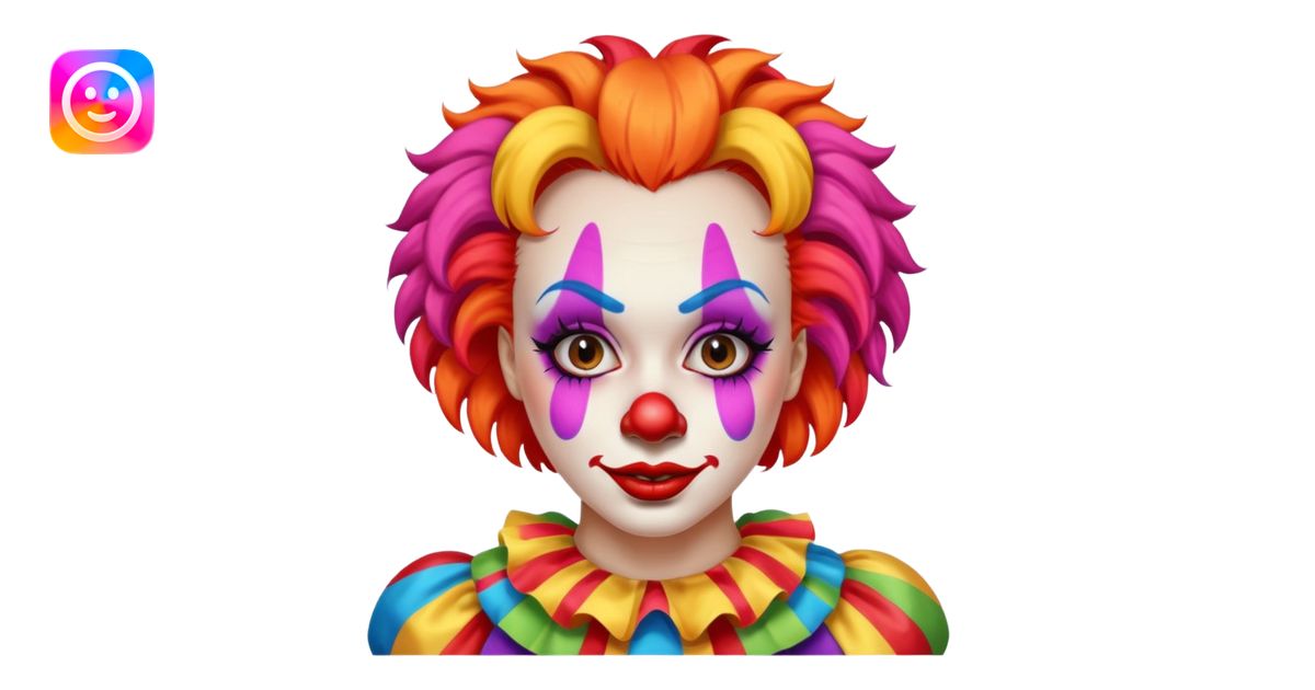 Woman in embarrassing clown makeup emoji | AI Emoji Generator