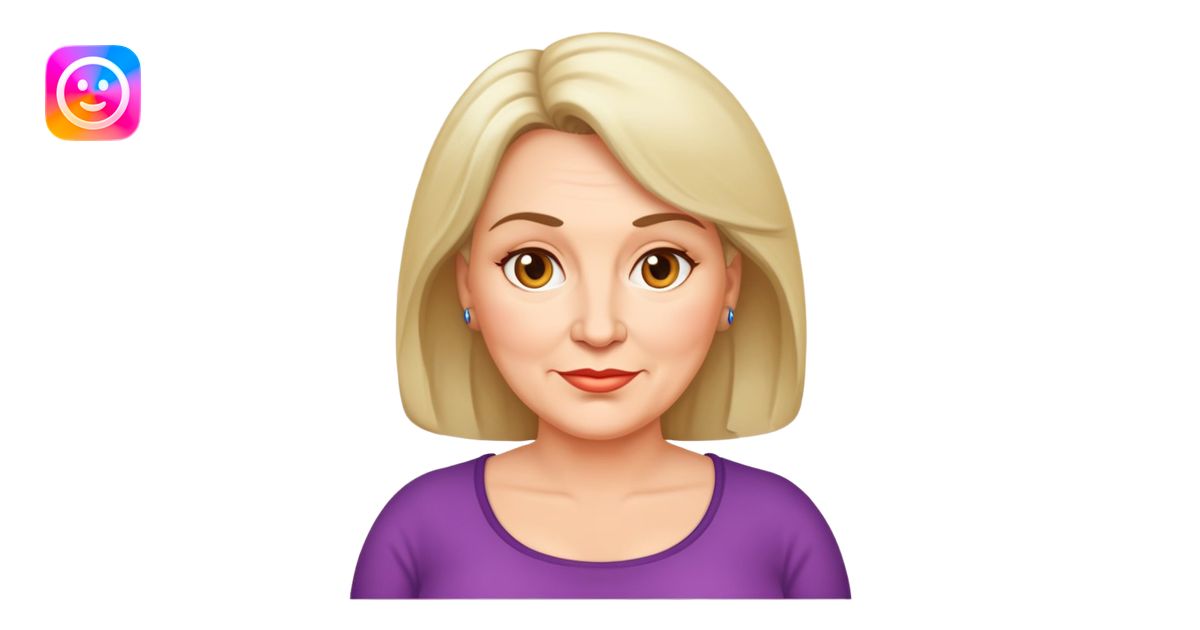 Middle-aged woman with a fuller figure, mid-40s emoji | AI Emoji Generator