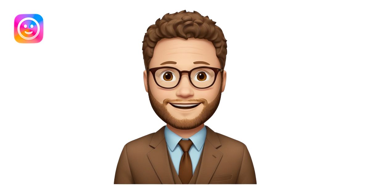 seth rogen in a brown suit emoji | AI Emoji Generator