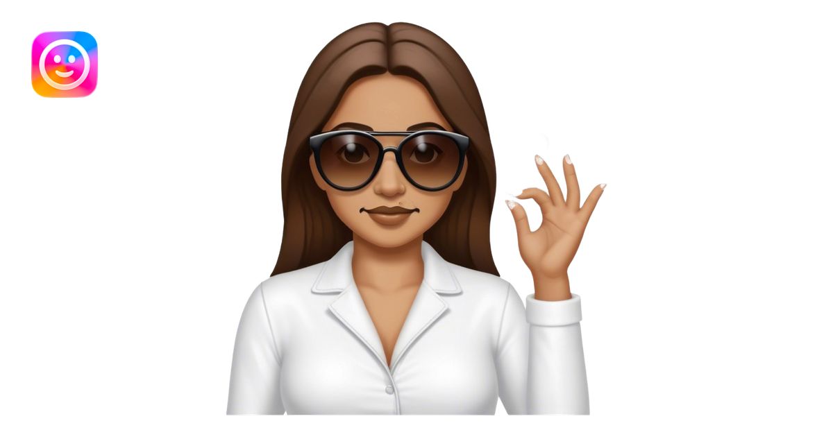White woman with brown hair posing as salt bae with sunglasses ...