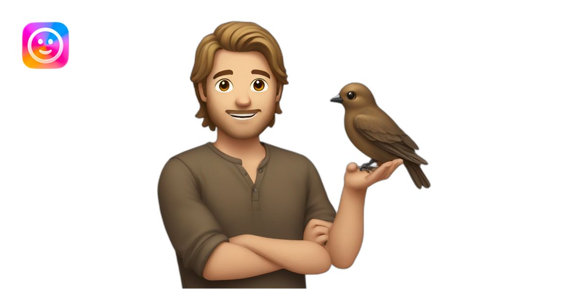 Man with a soft brown hair catch bird emoji | AI Emoji Generator