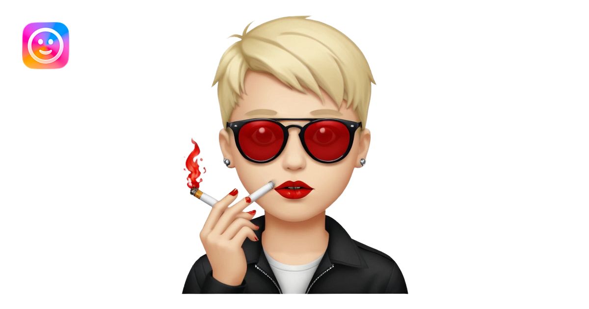 boy with piercing sunglasses blood smoking cigarette black lips emoji ...