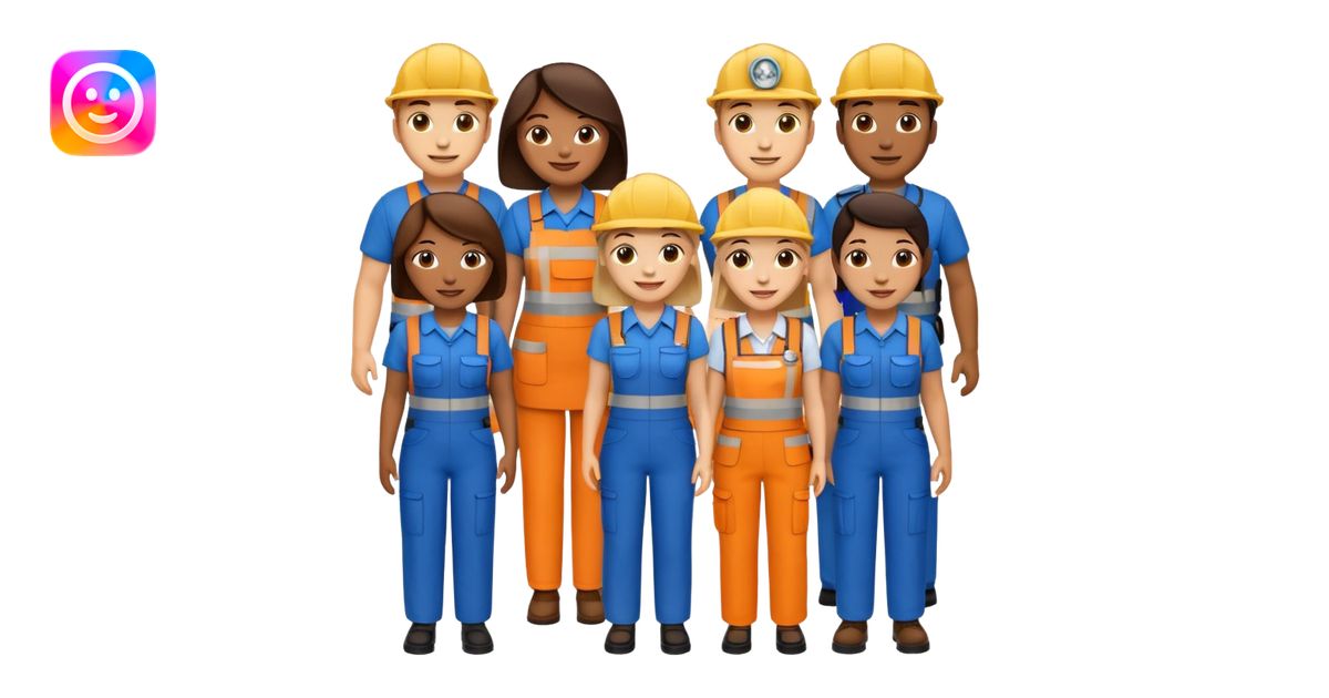 a diverse group of service workers, emoji style emoji | AI Emoji Generator