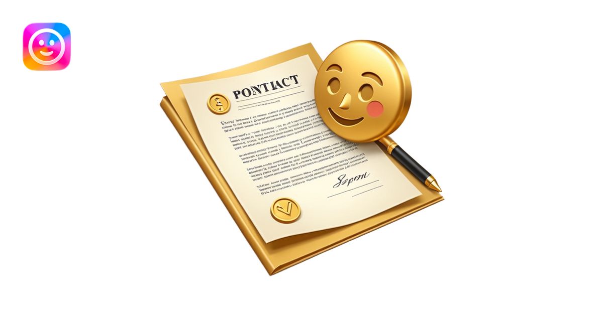 3D perspective Premium contract golden paper signed emoji | AI Emoji ...