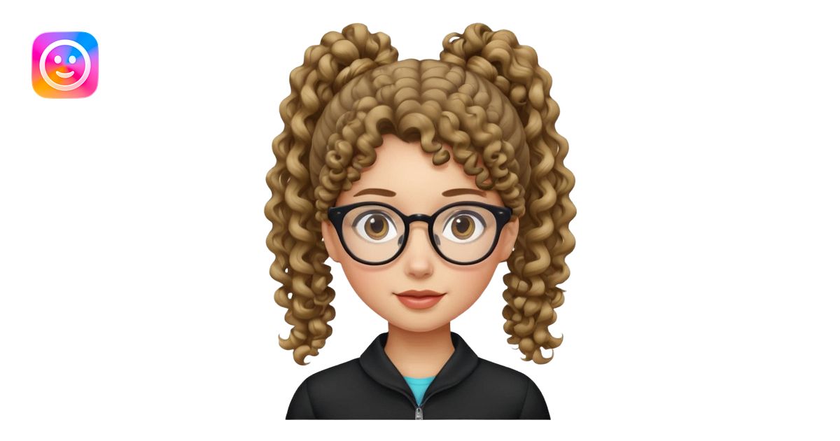 hija con gafas y cabello rizos con una coleta alta emoji | AI Emoji ...
