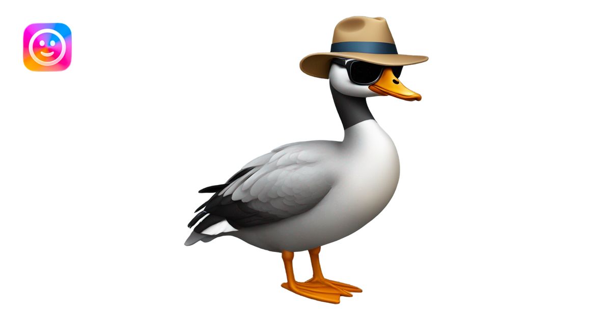 Porch goose wearing sunglasses and a hat emoji | AI Emoji Generator