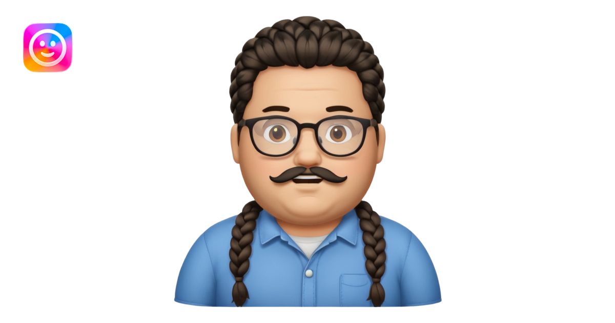 I want an emoji of a chubby person with glasses and a beard, with ...