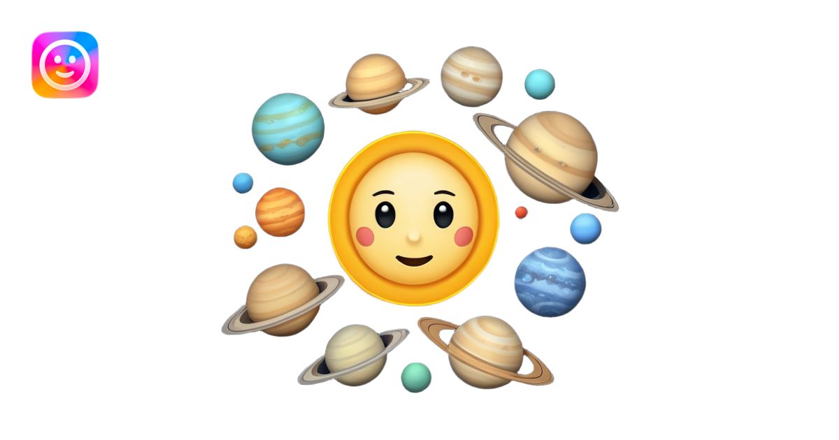 solar system with planets and sun, minimalistic emoji | AI Emoji Generator