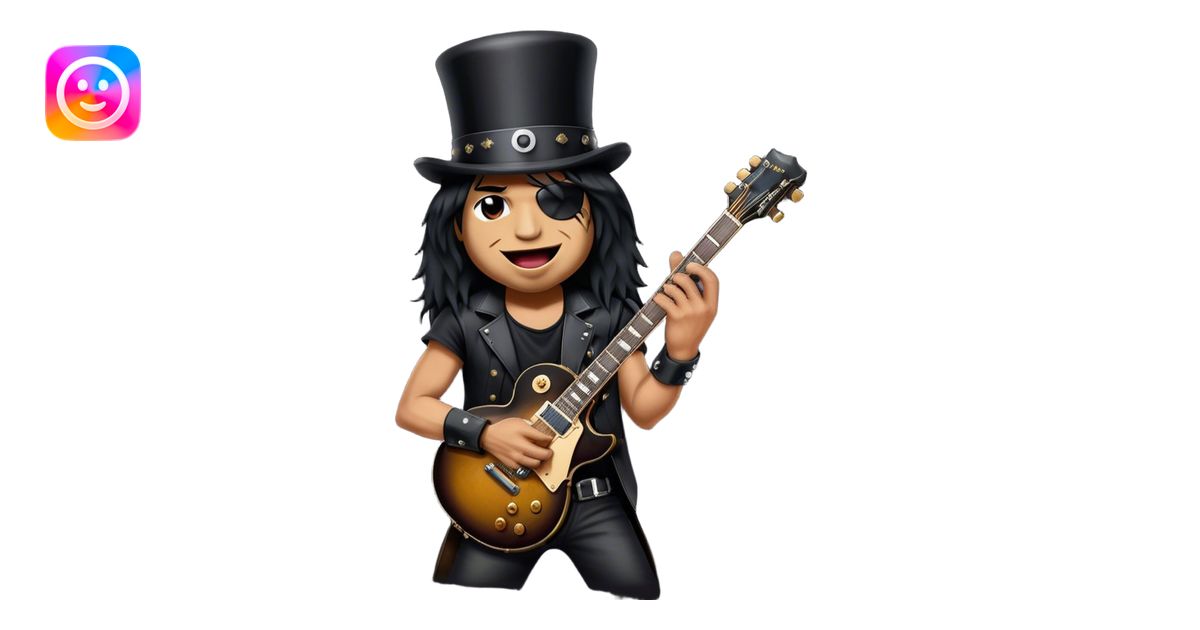 Create a bold and iconic emoji representing Slash with his Gibson ...