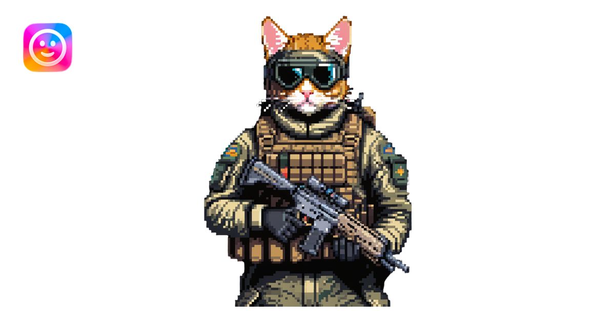Simple pixel art of man with goggles in tactical gear holding gun and ...