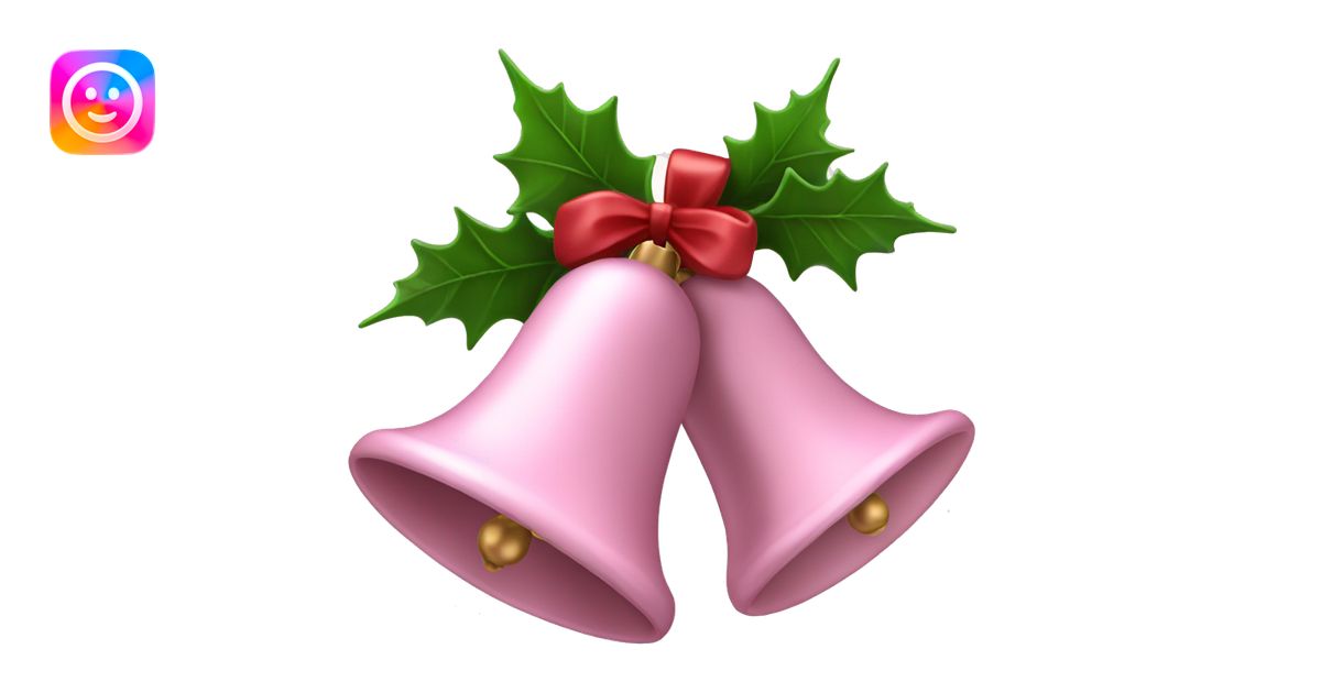 Light pink Christmas bells with Holly emoji | AI Emoji Generator