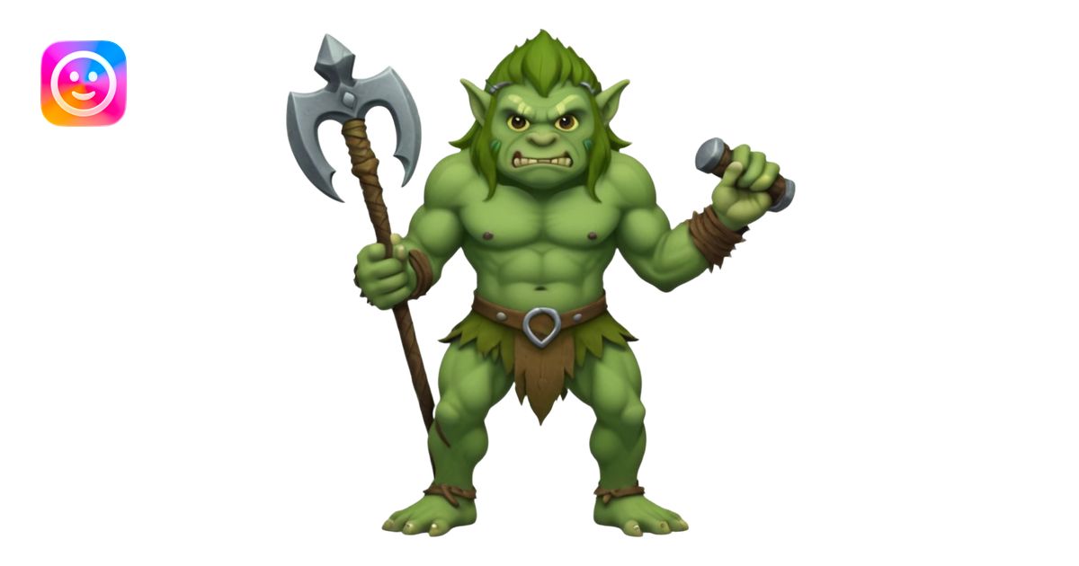 Isometric view full body troll with club emoji | AI Emoji Generator