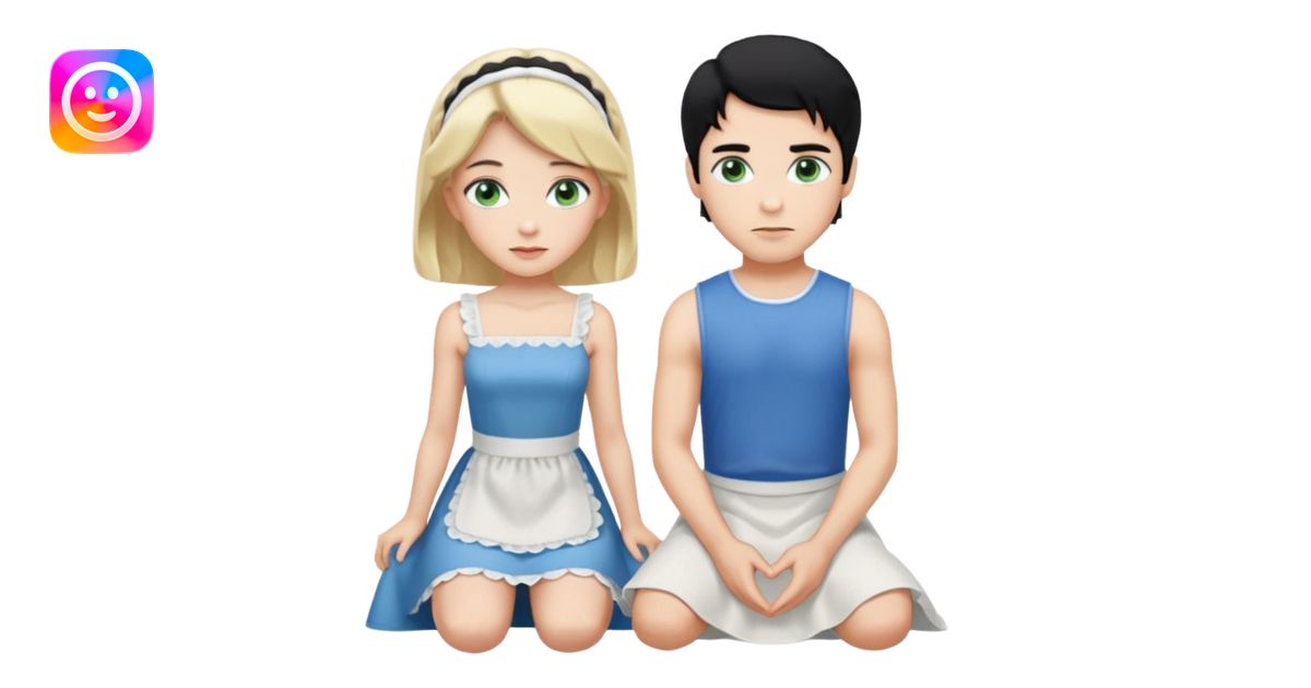 Prince, standing, black hair, blue eyes, and maid, blonde Hair, green ...