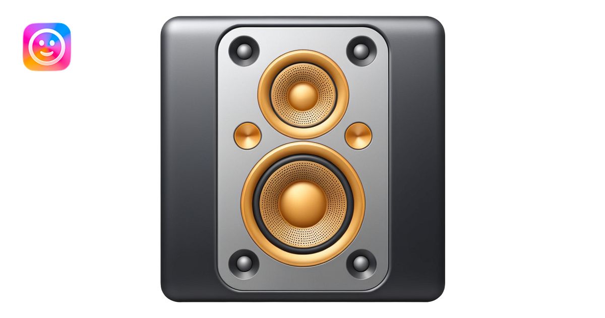 Minimal emoji icon of a modern metallic speakers, front view, detailed ...