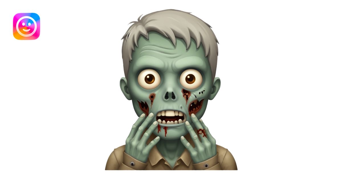 suprised zombie, hands on cheeks emoji | AI Emoji Generator