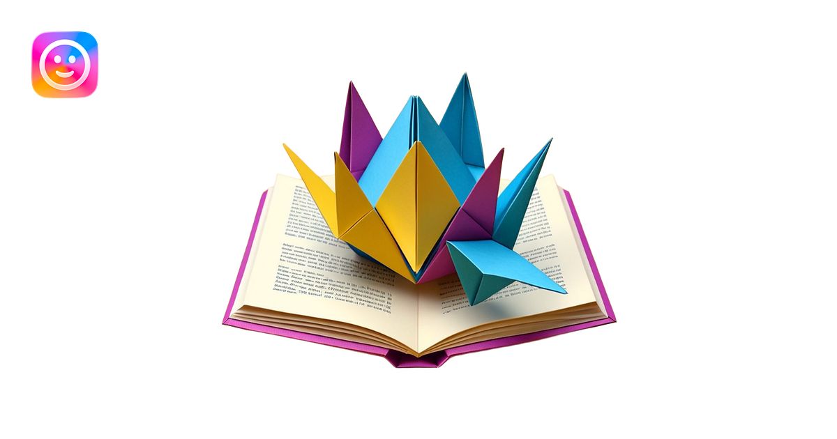 3D render of Pop-Up Book entirely of folded origami paper, sharp ...